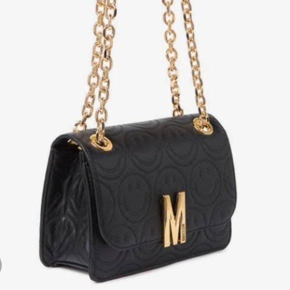 Moschino | Bags | Moschino Smileyembossed Leather Shoulder Bag | Poshmark